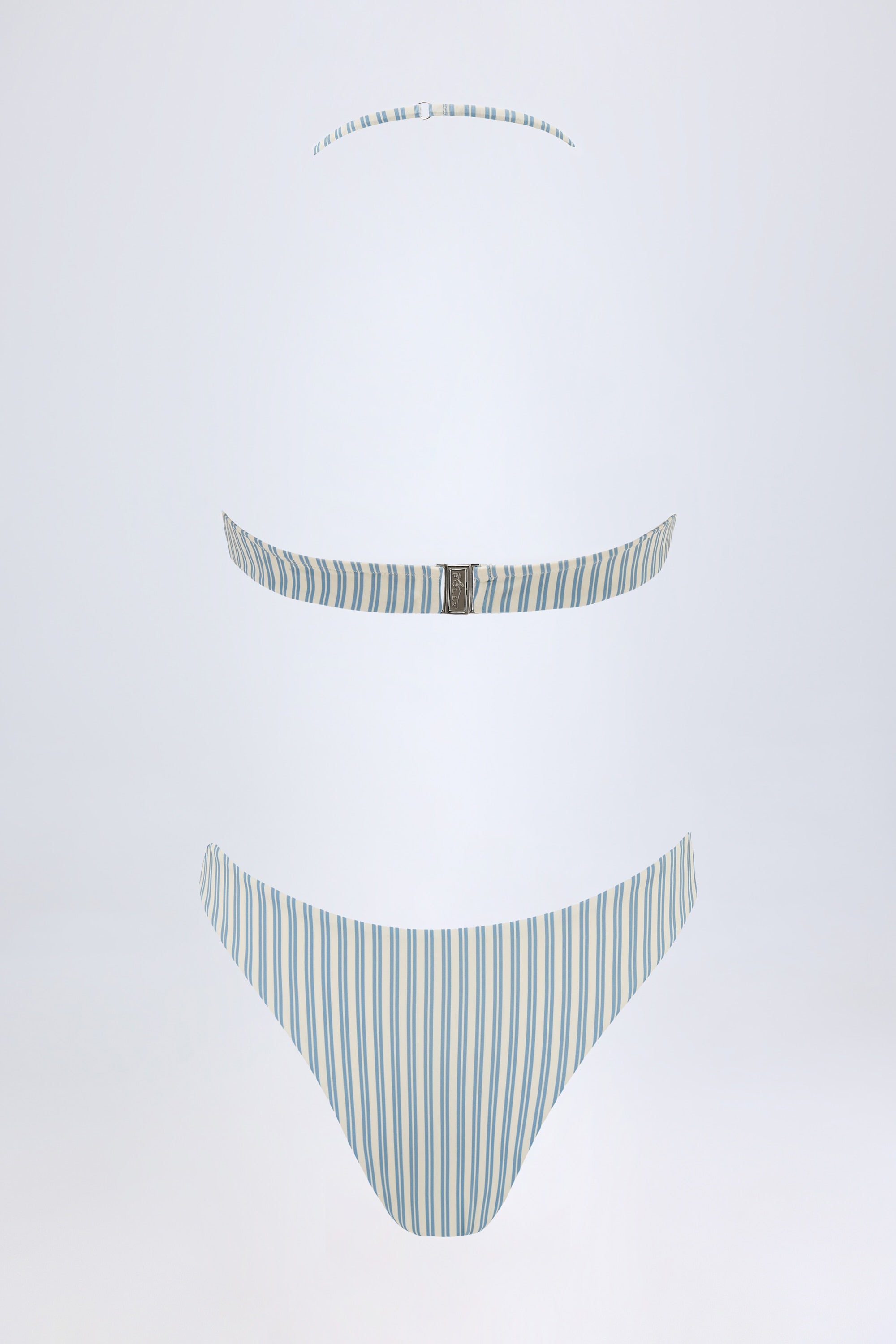 Cut Out Halterneck Swimsuit In Teal Double Stripe Oh Polly Us
