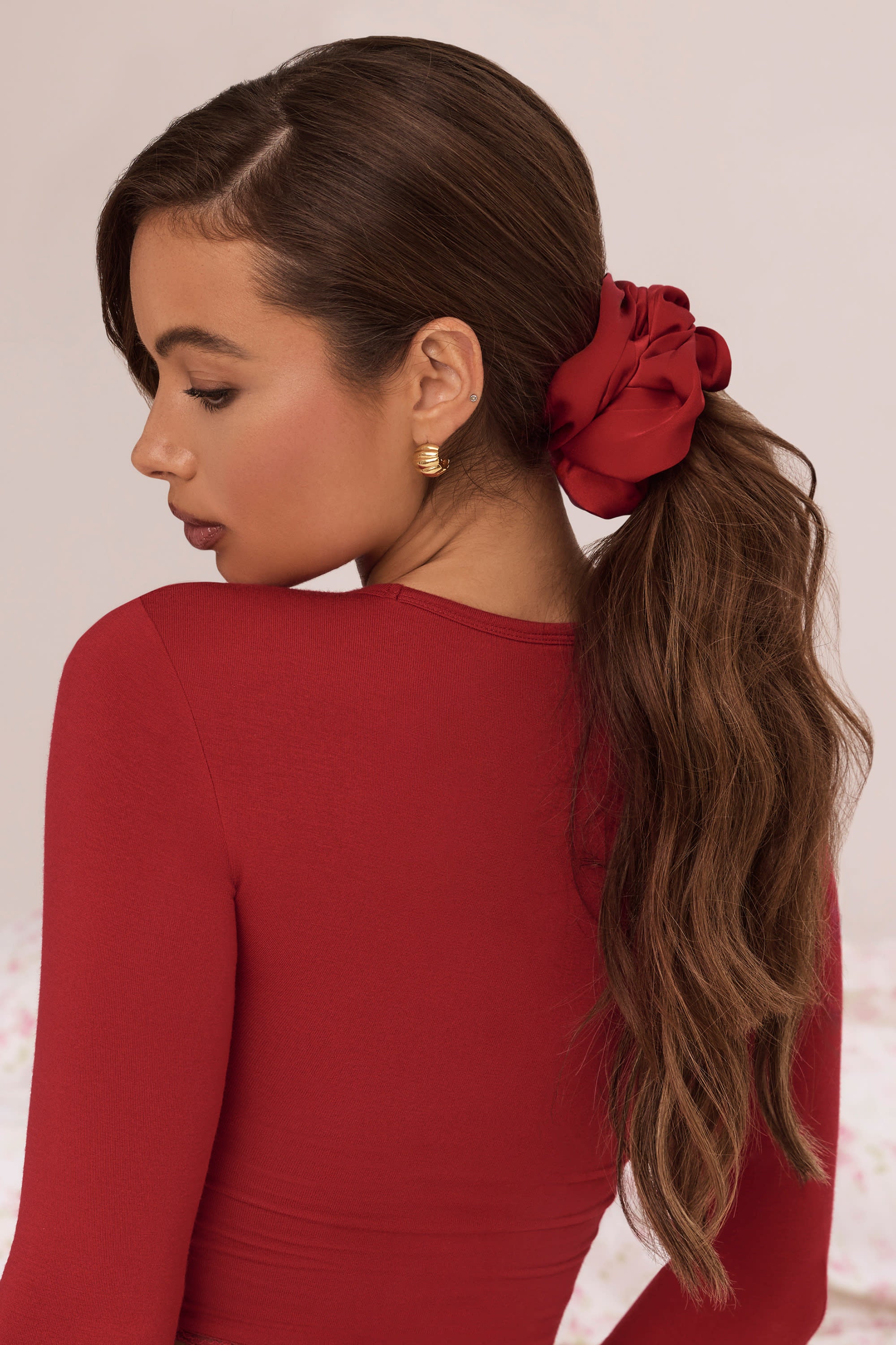 Kore Oversized Scrunchie in Ruby Red | Oh Polly