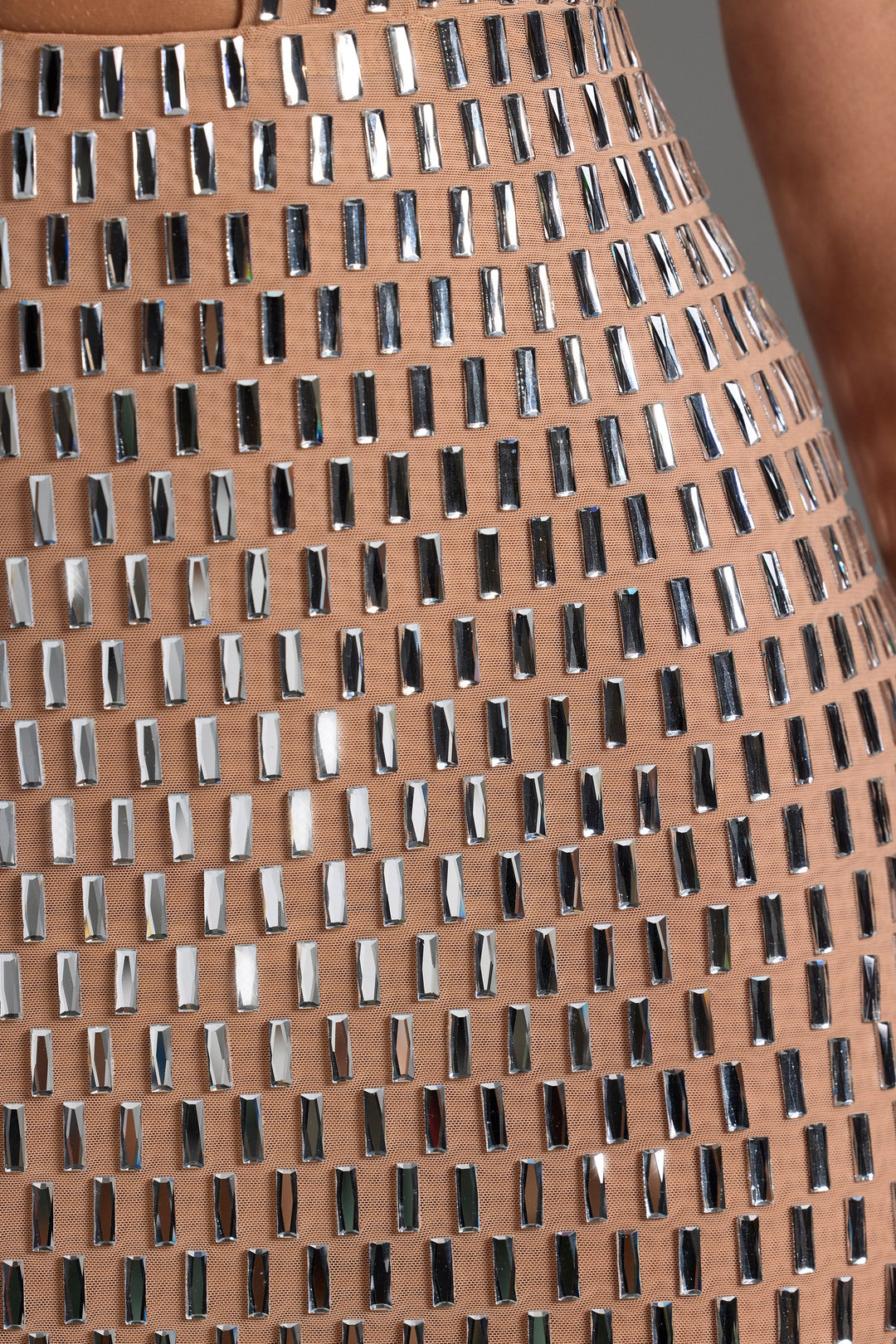 Alanni Embellished Cut-Out Mini Dress in Honey | Oh Polly