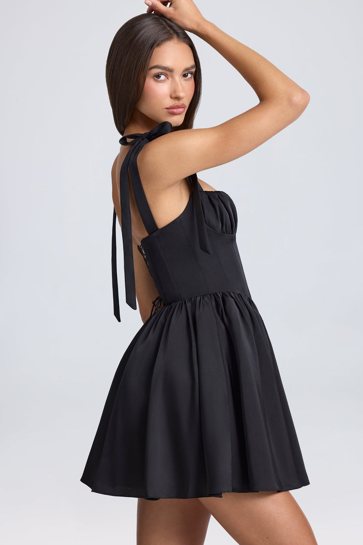Draped Corset Mini Dress in Black | Oh Polly