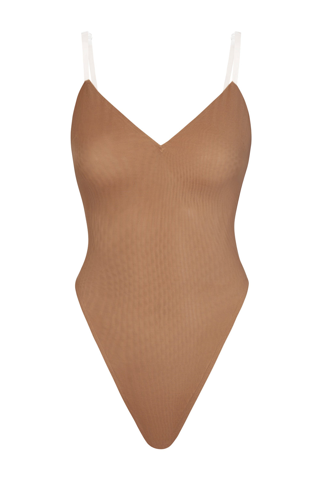 Intimates Soft Mesh V-Neck Bodysuit in Honey | Oh Polly