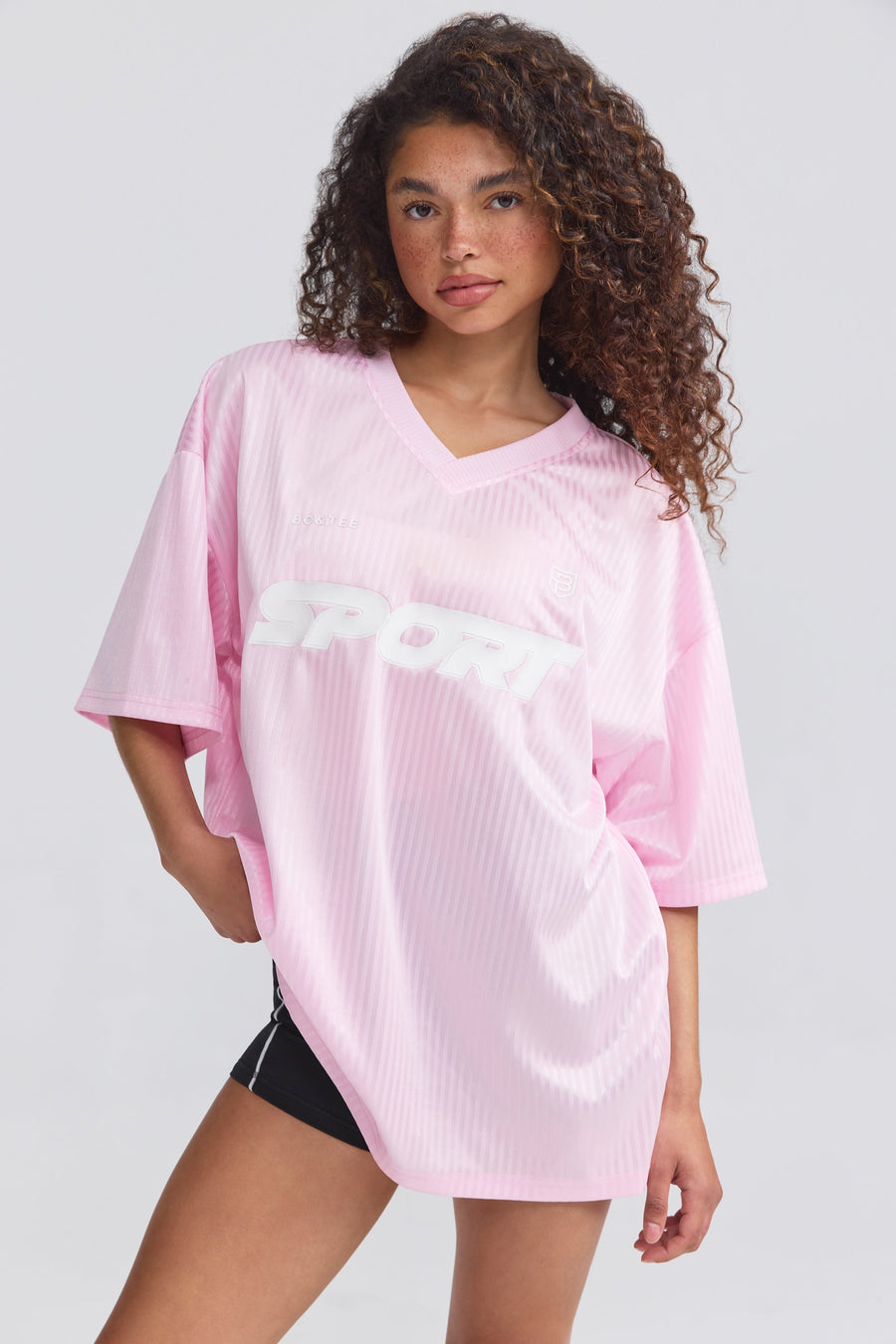 Oversized Piqué T-Shirt in Baby Pink | Oh Polly