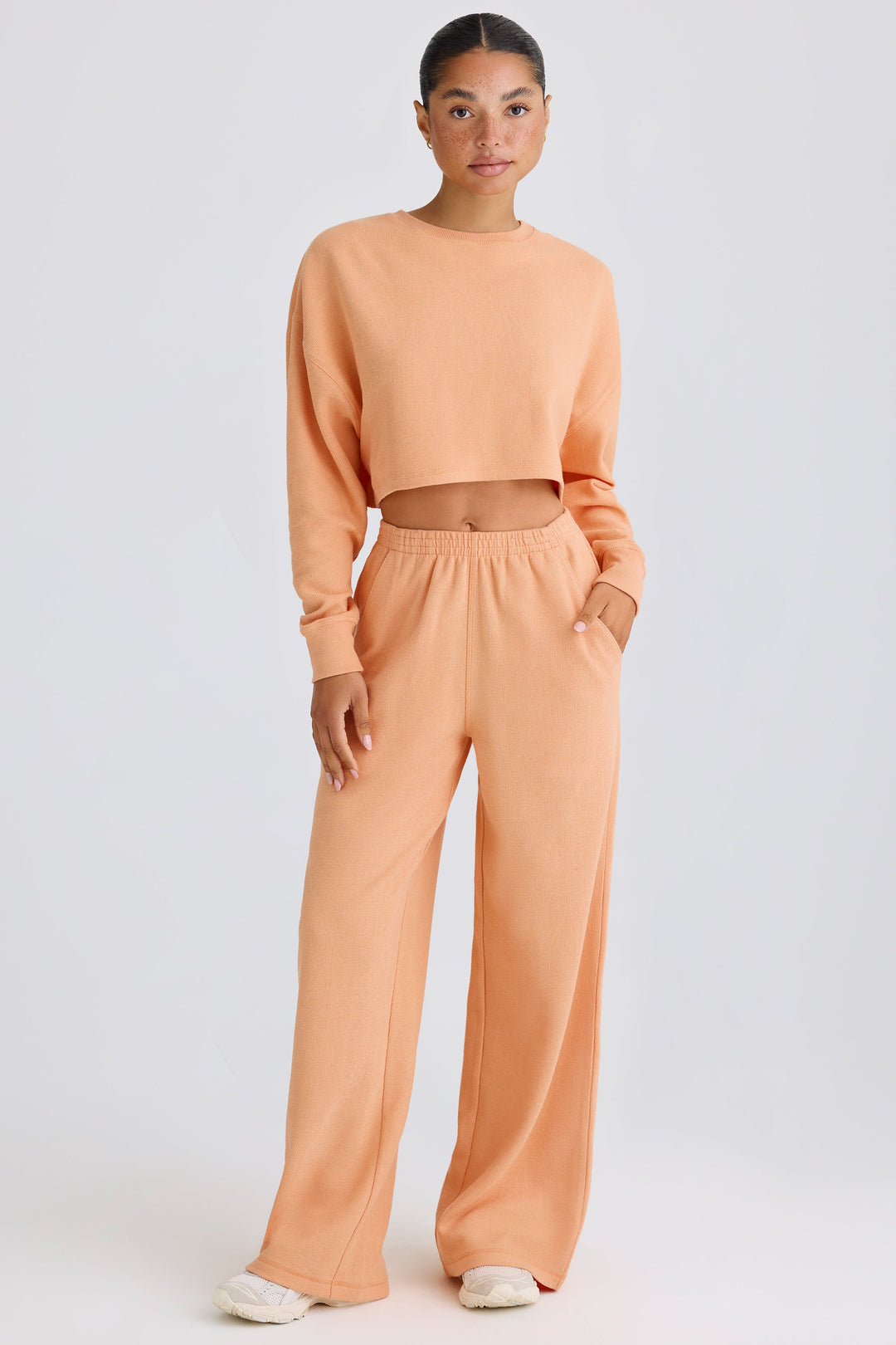 Jet Set Tall Straight-Leg Joggers in Peach | Oh Polly