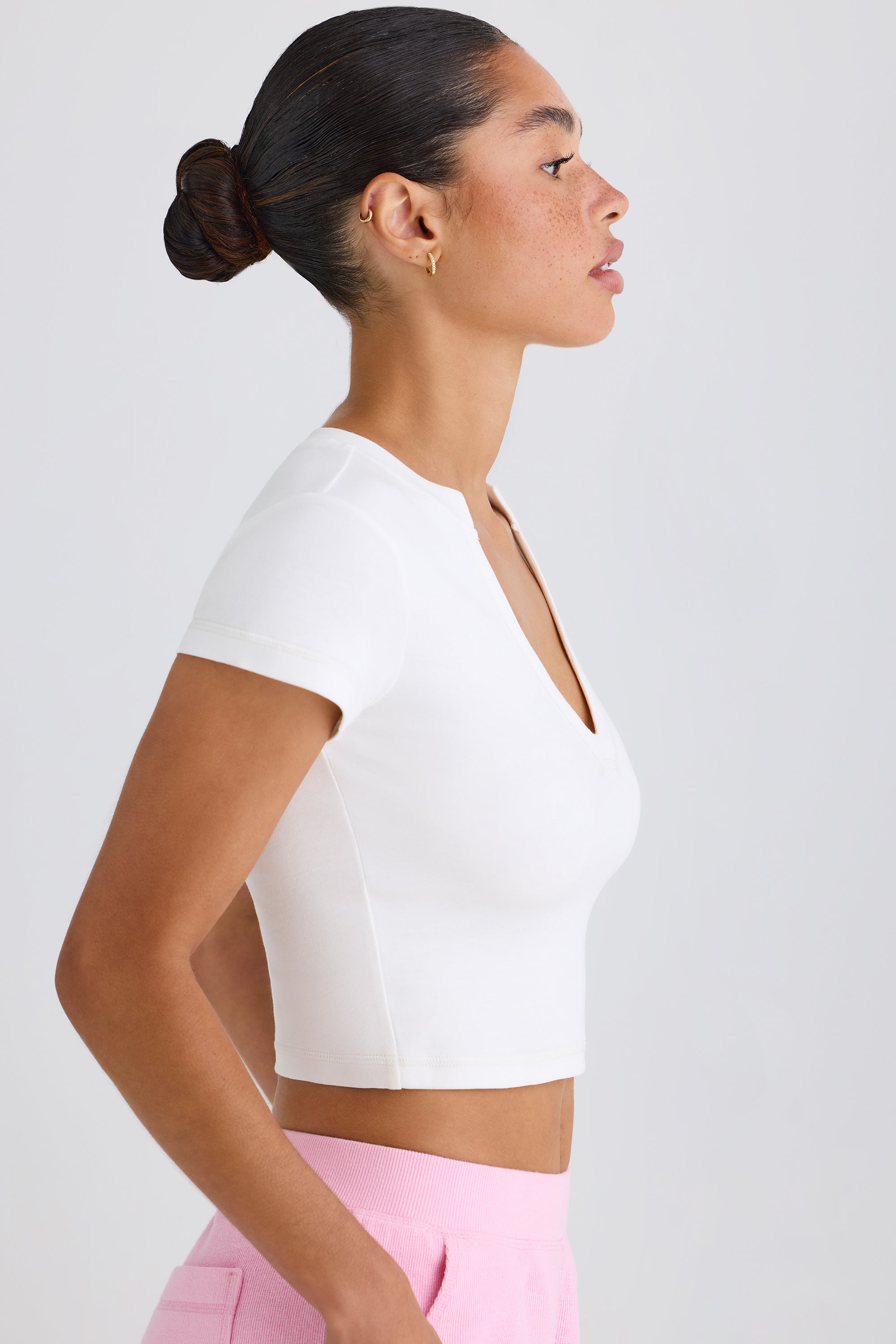 Jet Set Graphic-Print Cropped T-Shirt in White | Oh Polly