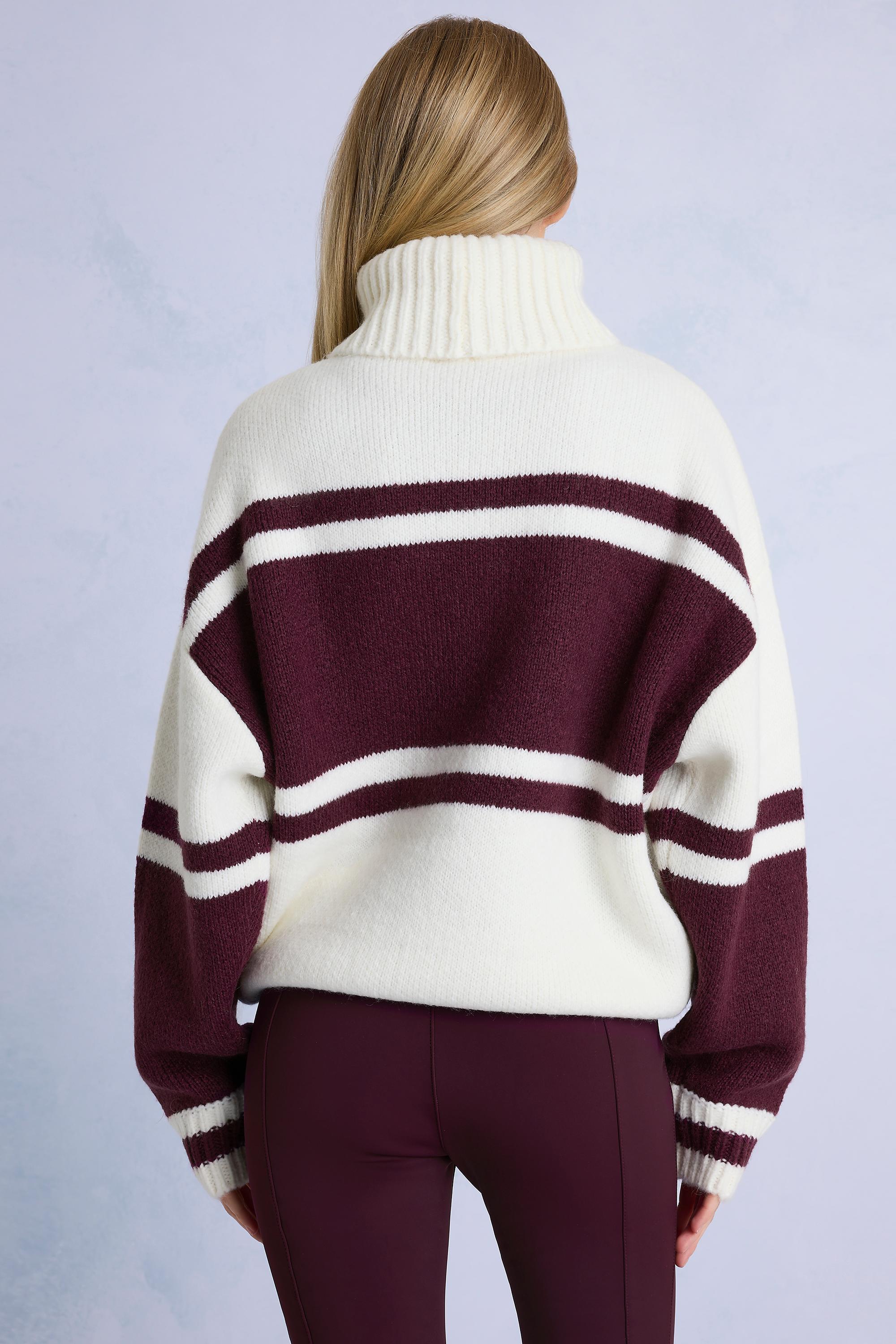 Knit Turtleneck Oversized Jumper in Burgundy | Bo+Tee – Oh Polly US