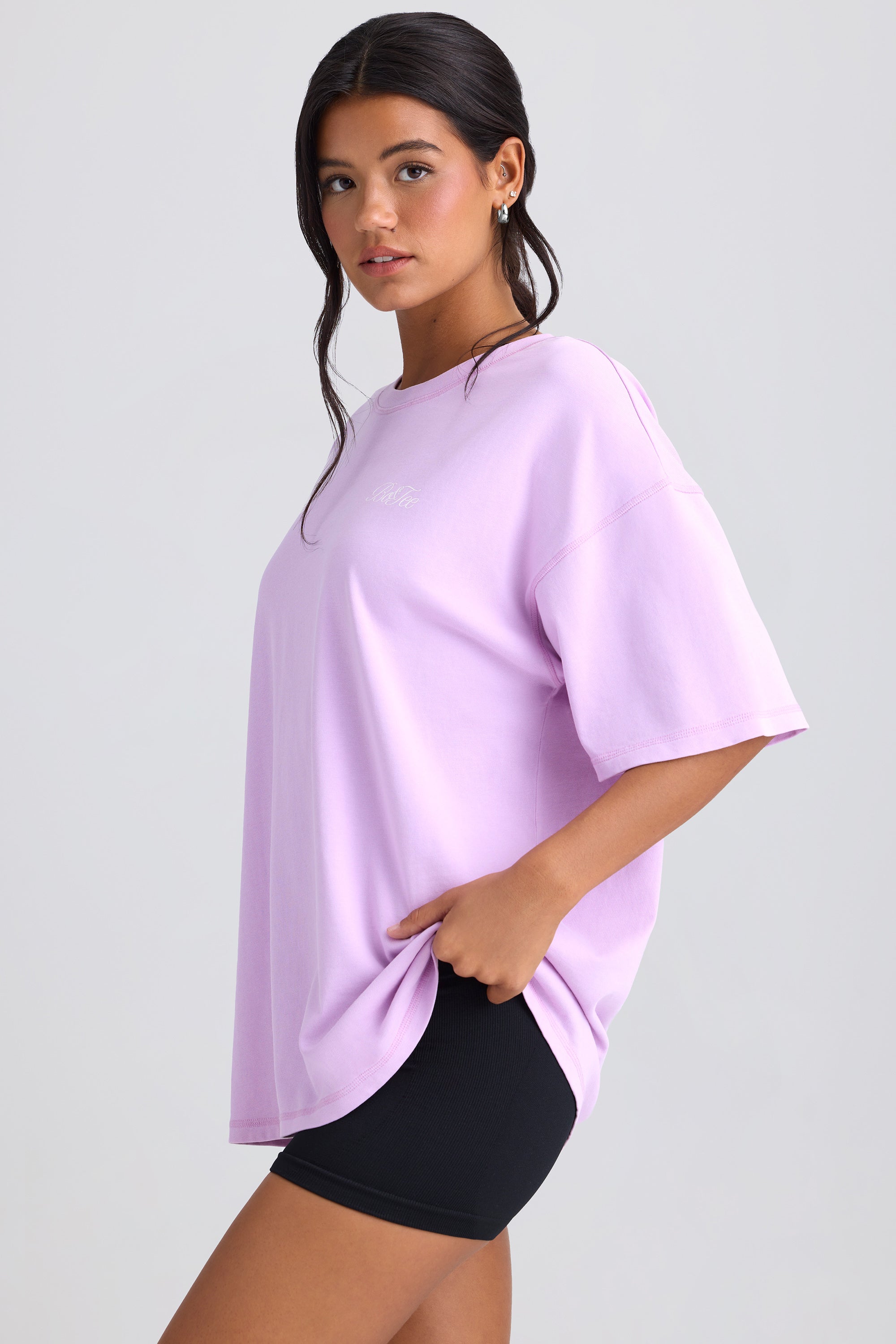 Oversized Short-Sleeve T-Shirt in Violet Pink | Oh Polly
