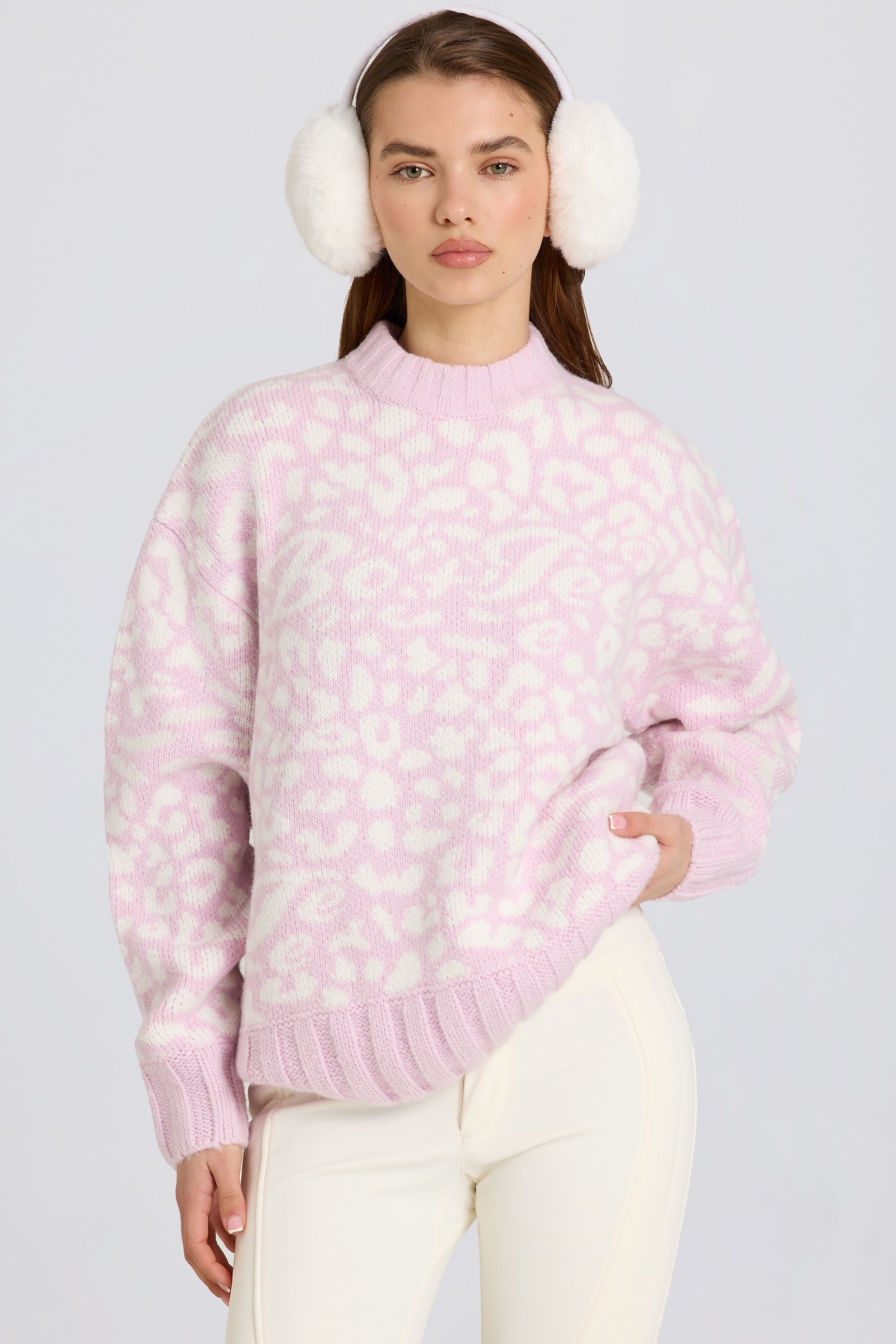 Jacquard-Knit Oversized Jumper in Pink | Bo+Tee – Oh Polly US