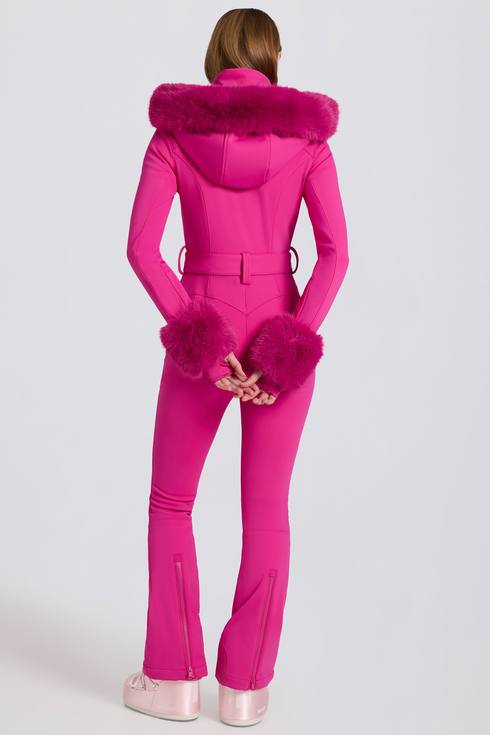 Waterproof Faux-Fur Hood Fitted Ski Suit in Magenta Pink | Bo+Tee – Oh ...
