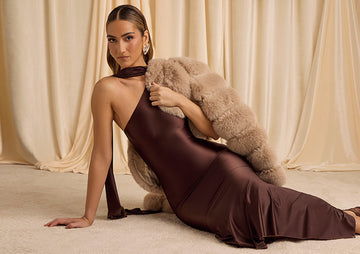 Akeeva Ruched Asymmetric One-Shoulder Maxi Dress in Black | Oh Polly