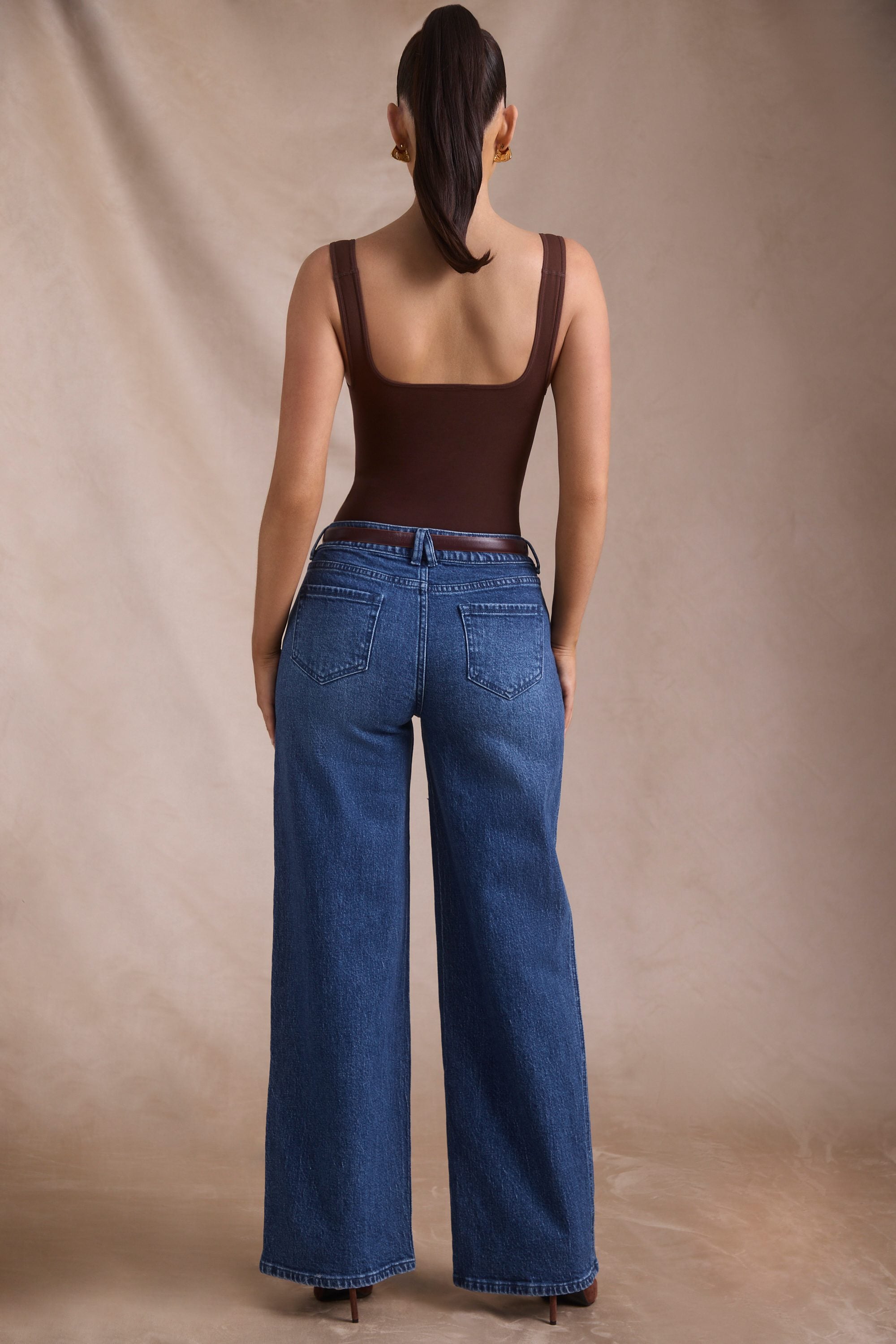 Jeylan Low-Rise Wide-Leg Jeans in Indigo Wash | Oh Polly